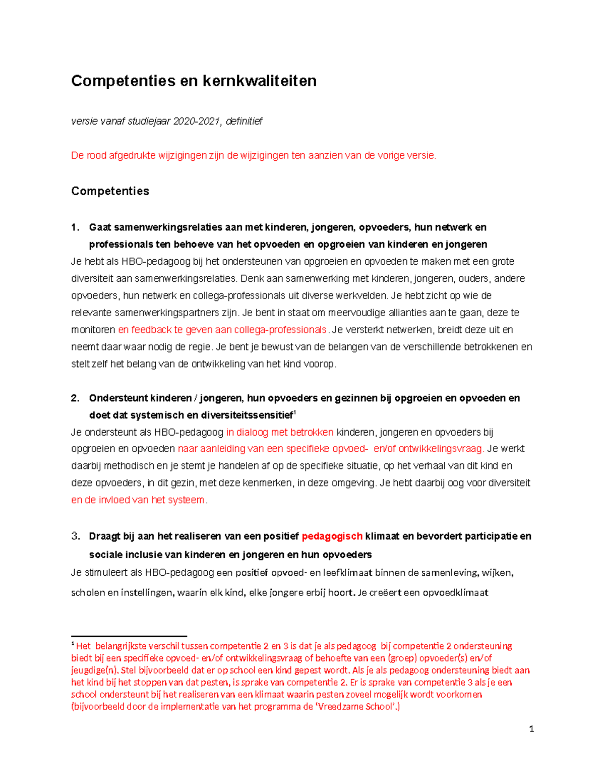 Competenties en Kernkwaliteiten voor HBO-Pedagogiek 2020-2021 - Studeersnel