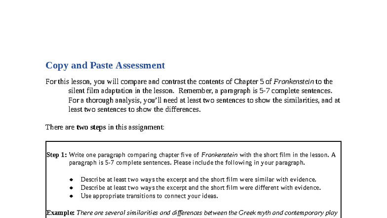5.02 English Lesson: Comparing Chapter 5 of Frankenstein & Film ...