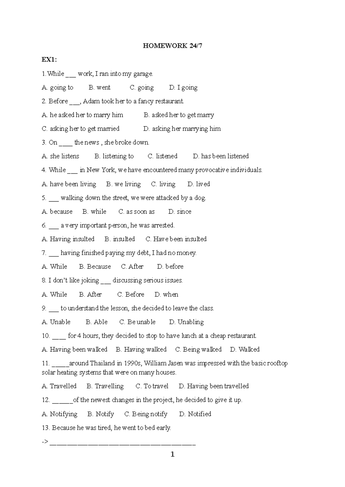 Homework 24-7: Exercises on Verb Forms and Usage - Studocu