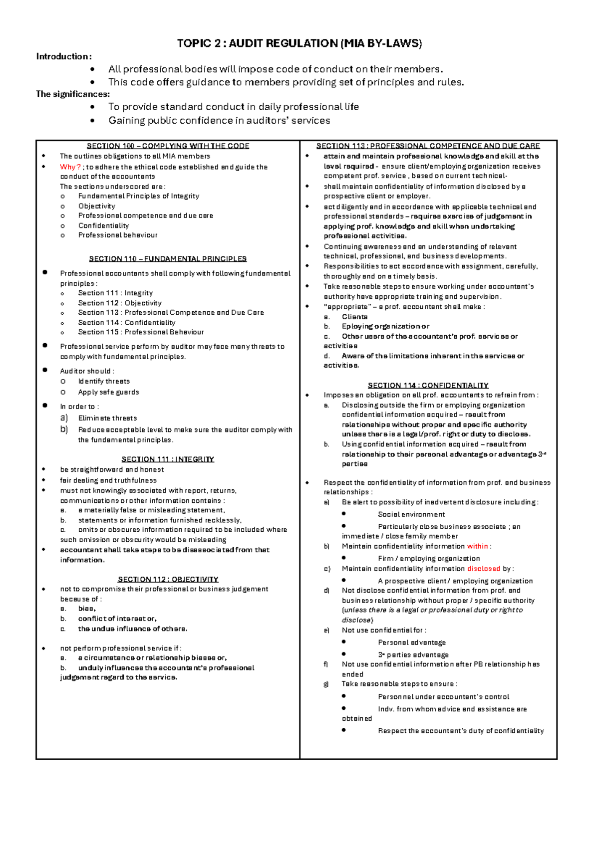 Audit Regulation Overview - MIA By-Laws Guidelines and Principles - Studocu