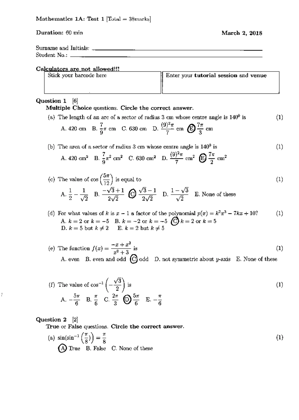Math131-Test 1 2018 - Test 1 2018 - Math 131 - Studocu