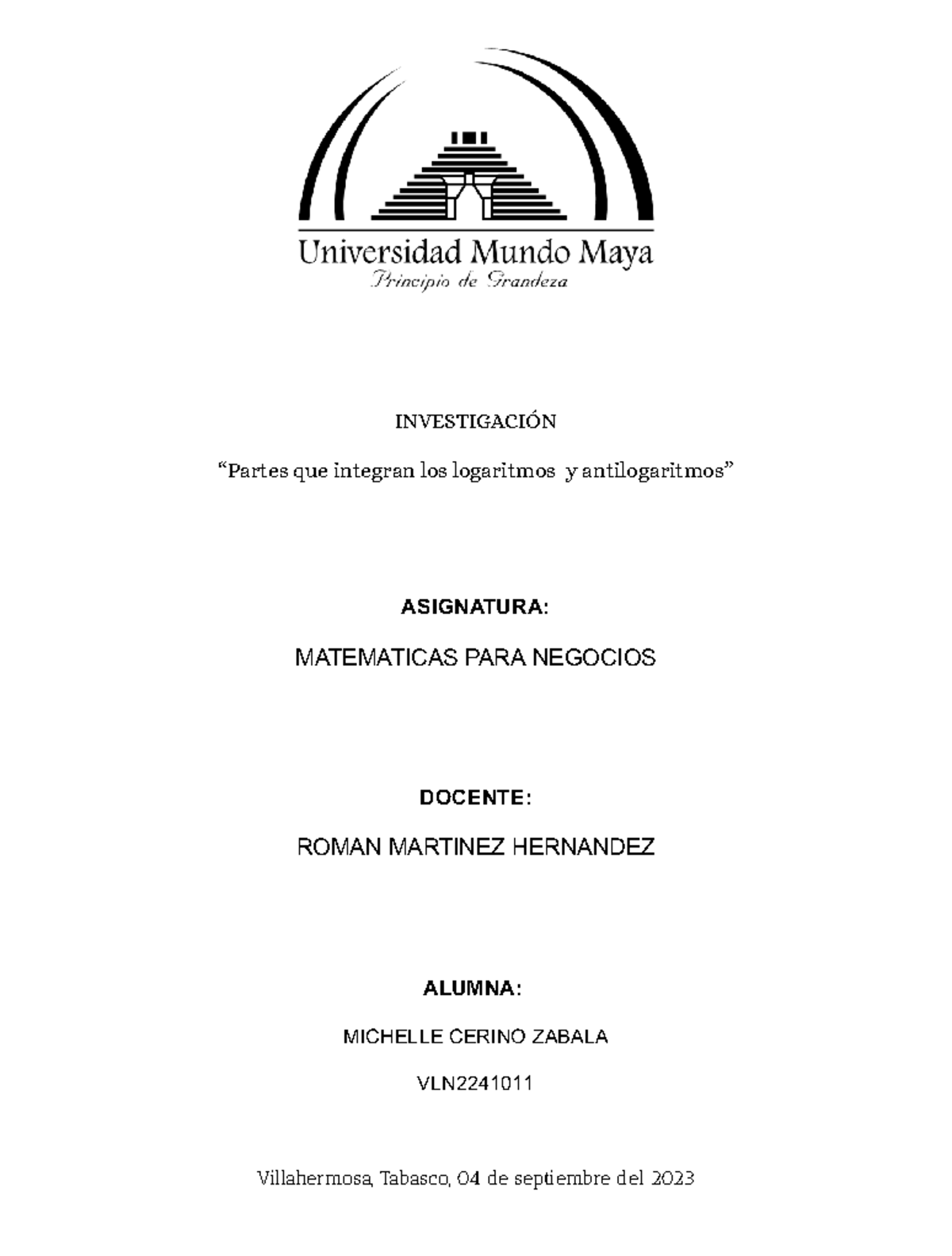 Partes de Logaritmos y Antilogaritmos - Matemáticas para Negocios - Studocu
