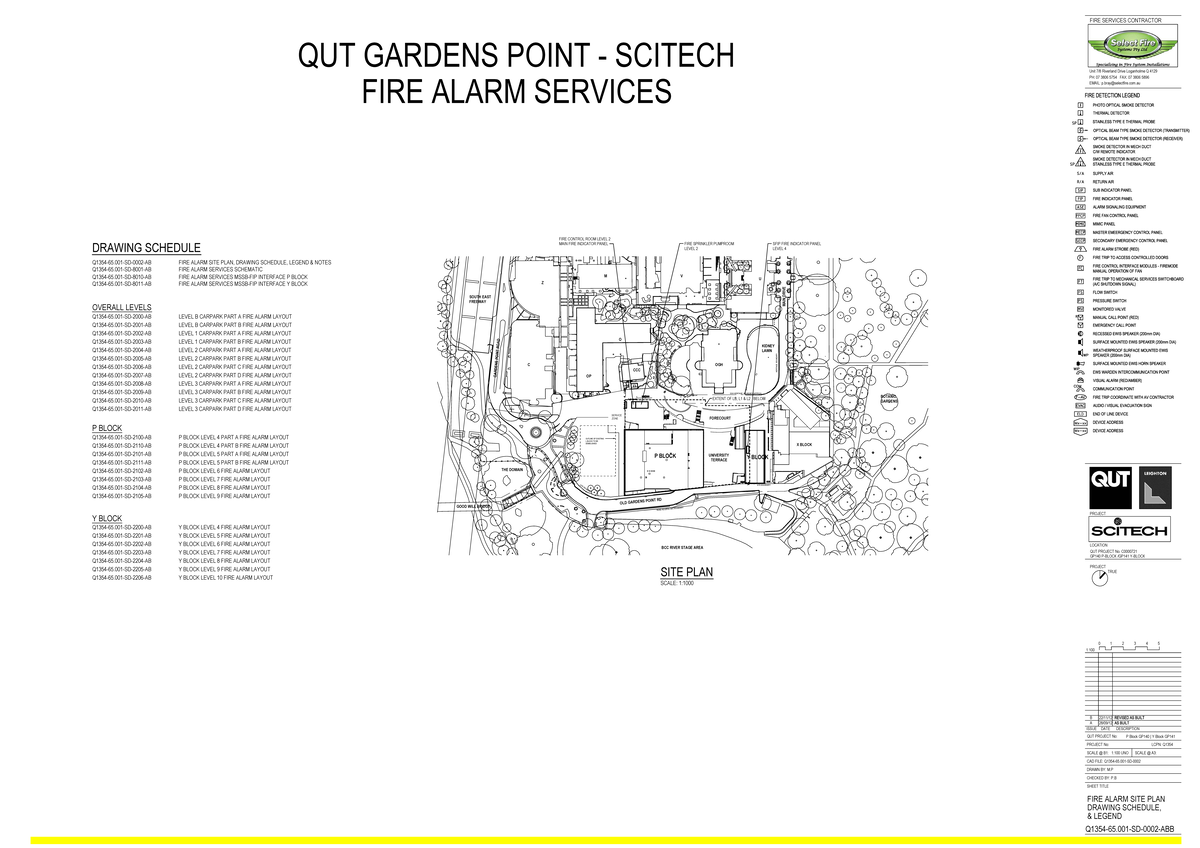 QUT GP140 Fire Alarm Services Site Plan & Drawing Schedule - Studocu