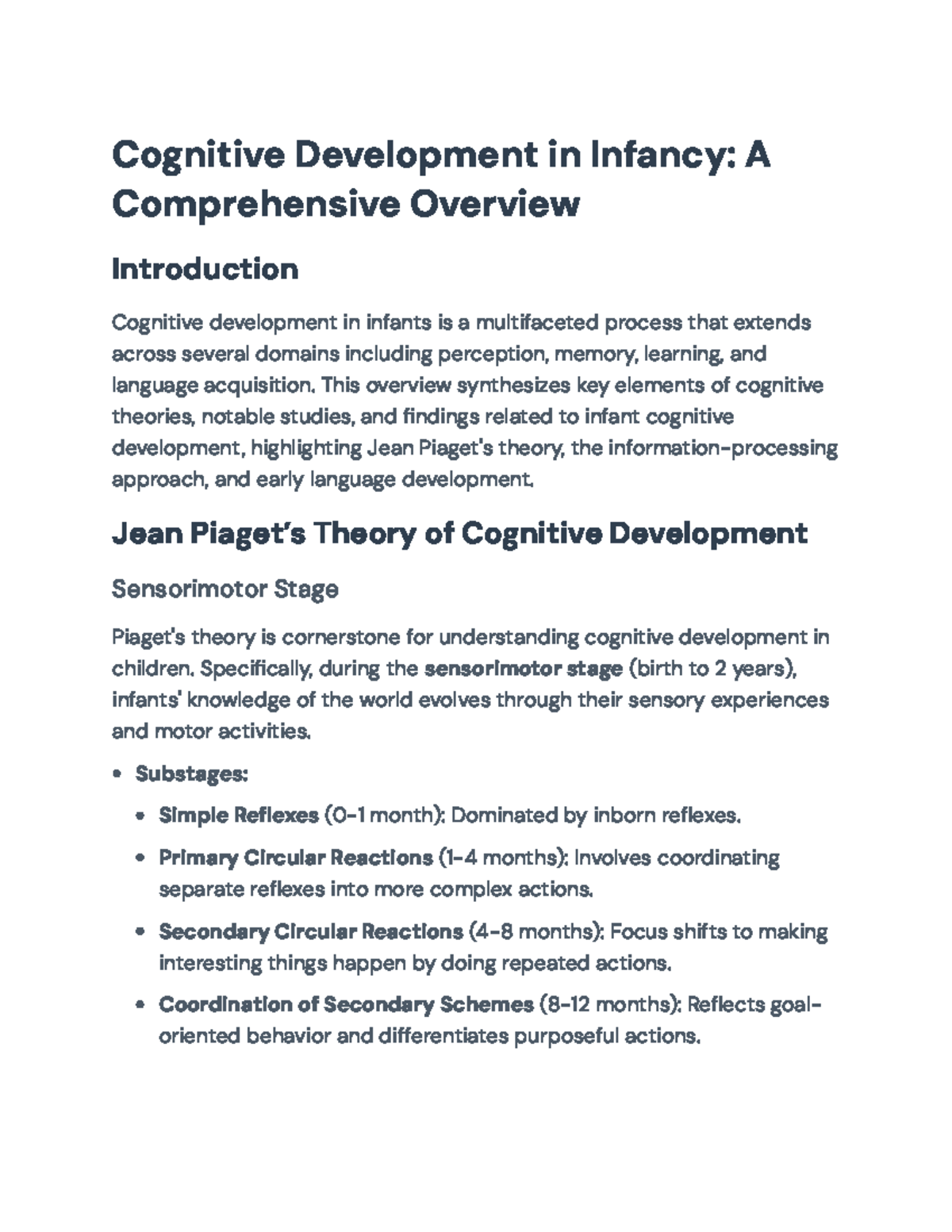 Cognitive Development in Infancy: Insights & Theories Overview ...