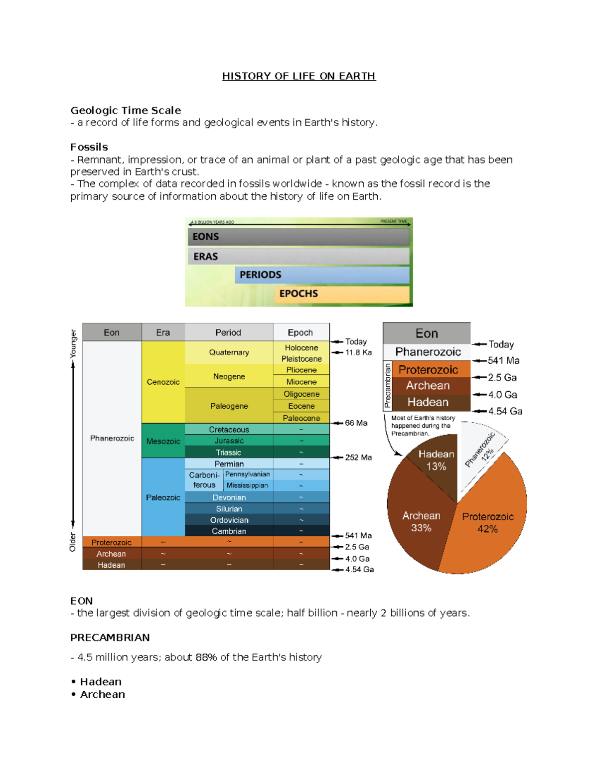 Gen Bio 2 Lesson 2: History of Life and the Geologic Time Scale - Studocu