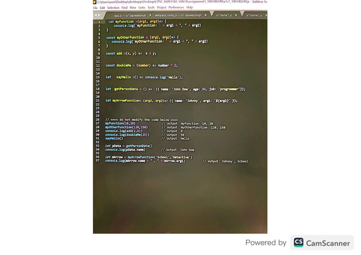 Asssignment 2 practise - CPSC 1045 - Studocu