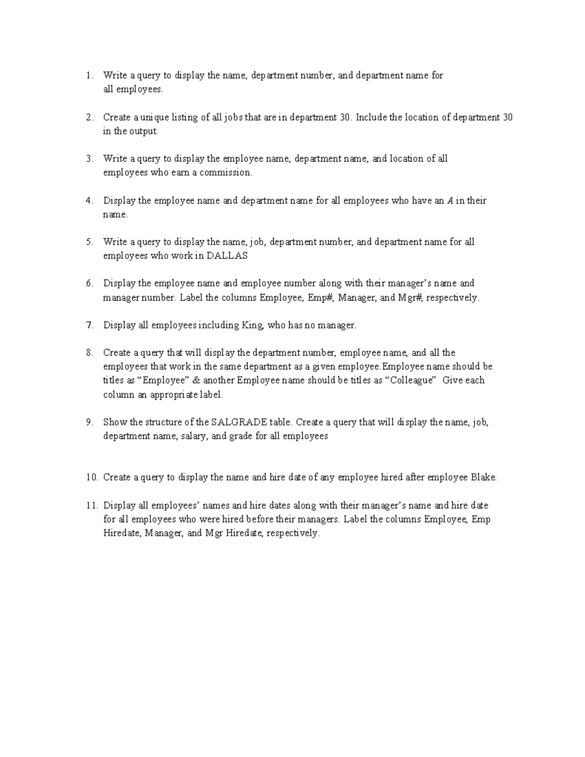 Join - Ques - SQL Query Practice Sheet for Course Code: DB101 - Studocu