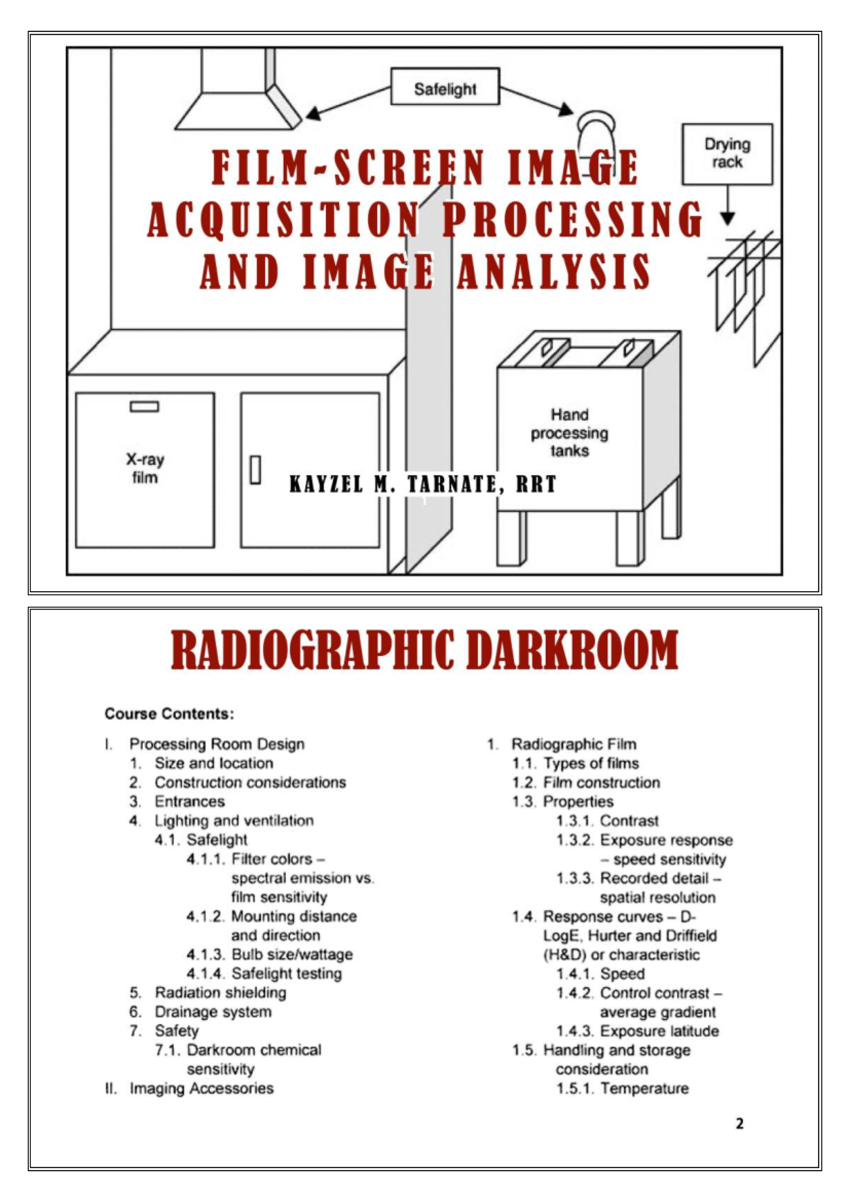 FILM 101: Radiographic Darkroom Processing Techniques and Safety - Studocu