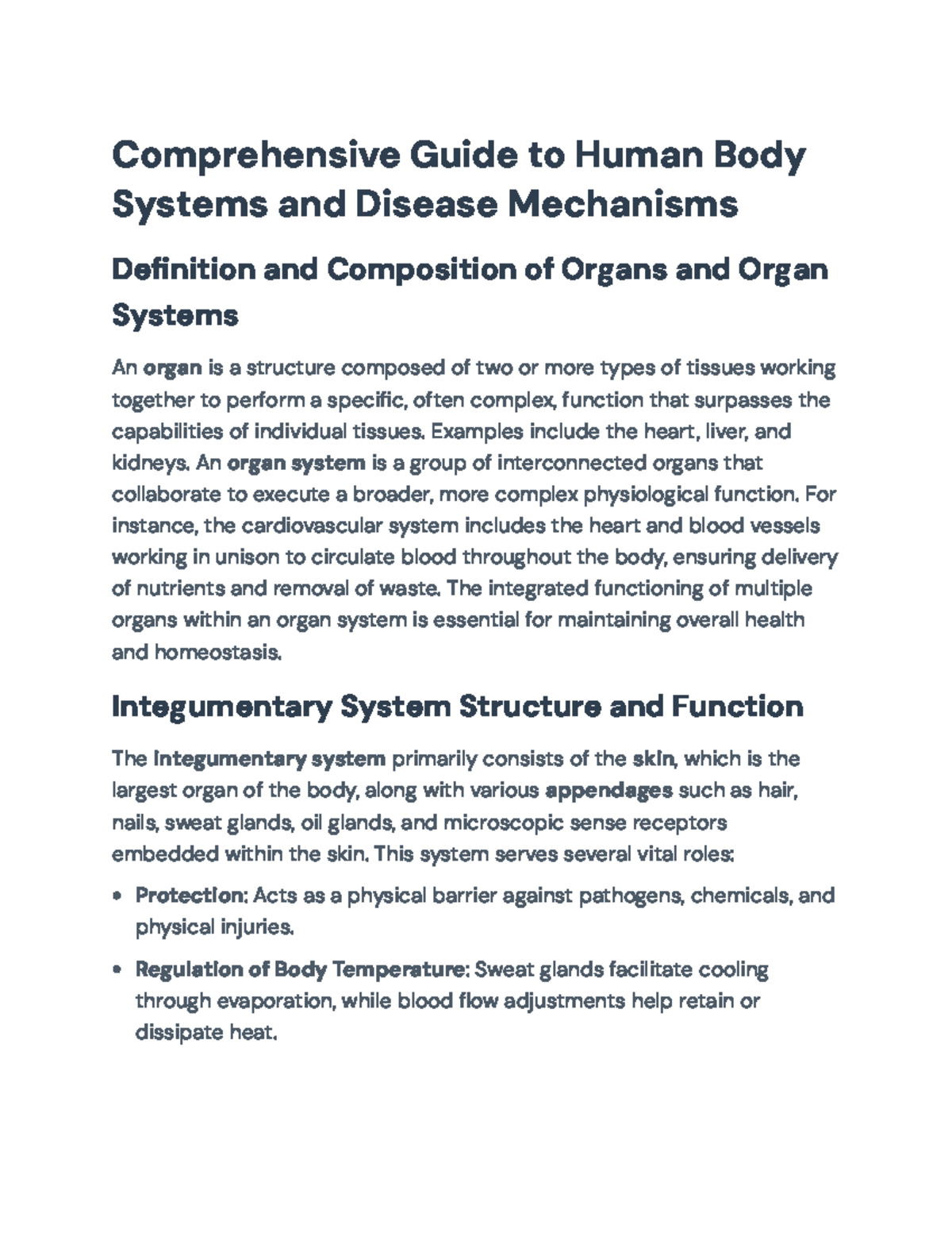 Comprehensive Overview of Human Body Systems & Disease Mechanisms - Studocu