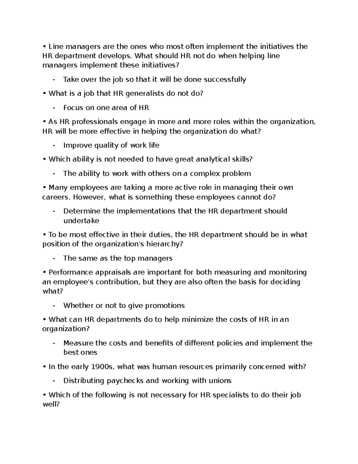 Week 2 Summative Assessment Study Guide: HR Management Insights - Studocu
