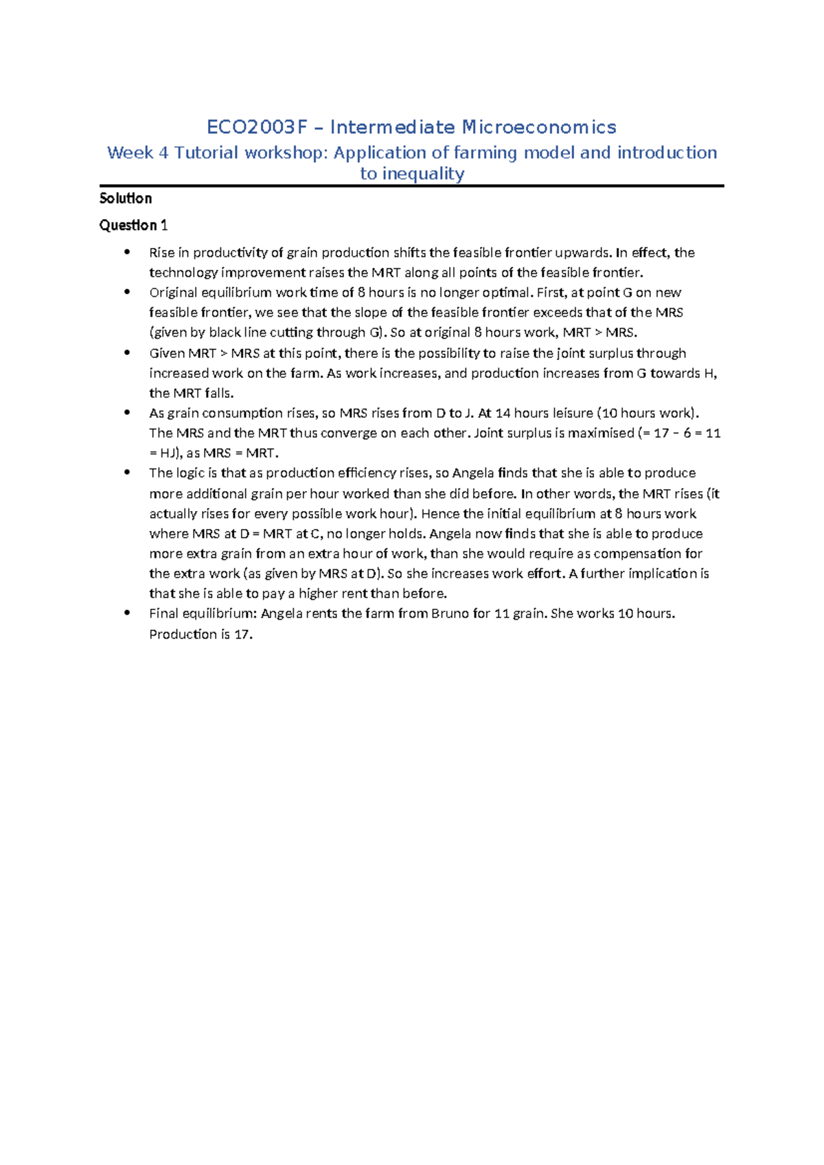 ECO2003F Whiteboard Workshop 2: Farming Model & Inequality Solutions ...