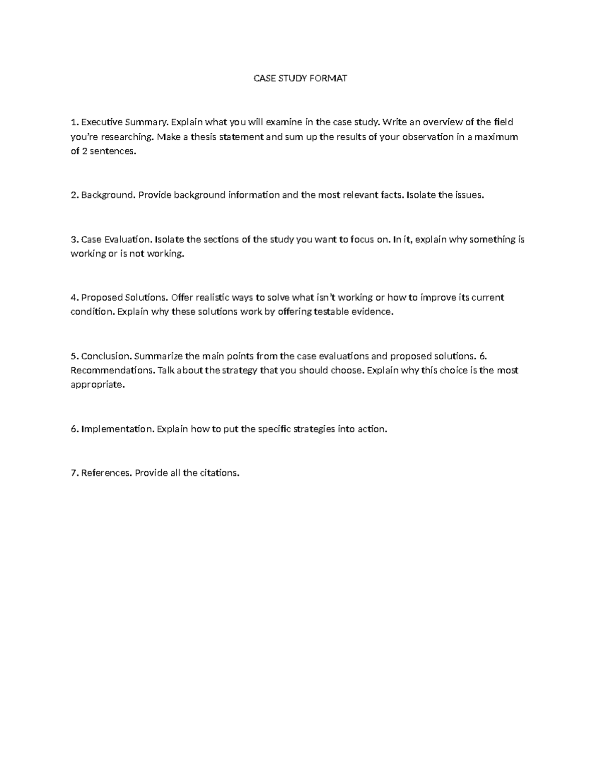 CASE STUDY FORMAT: Structure & Guidelines for Effective Analysis - Studocu