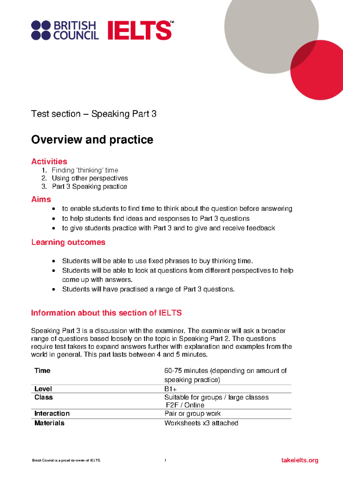 IELTS Speaking Part 3: Overview, Activities, and Practice Guide - Studocu