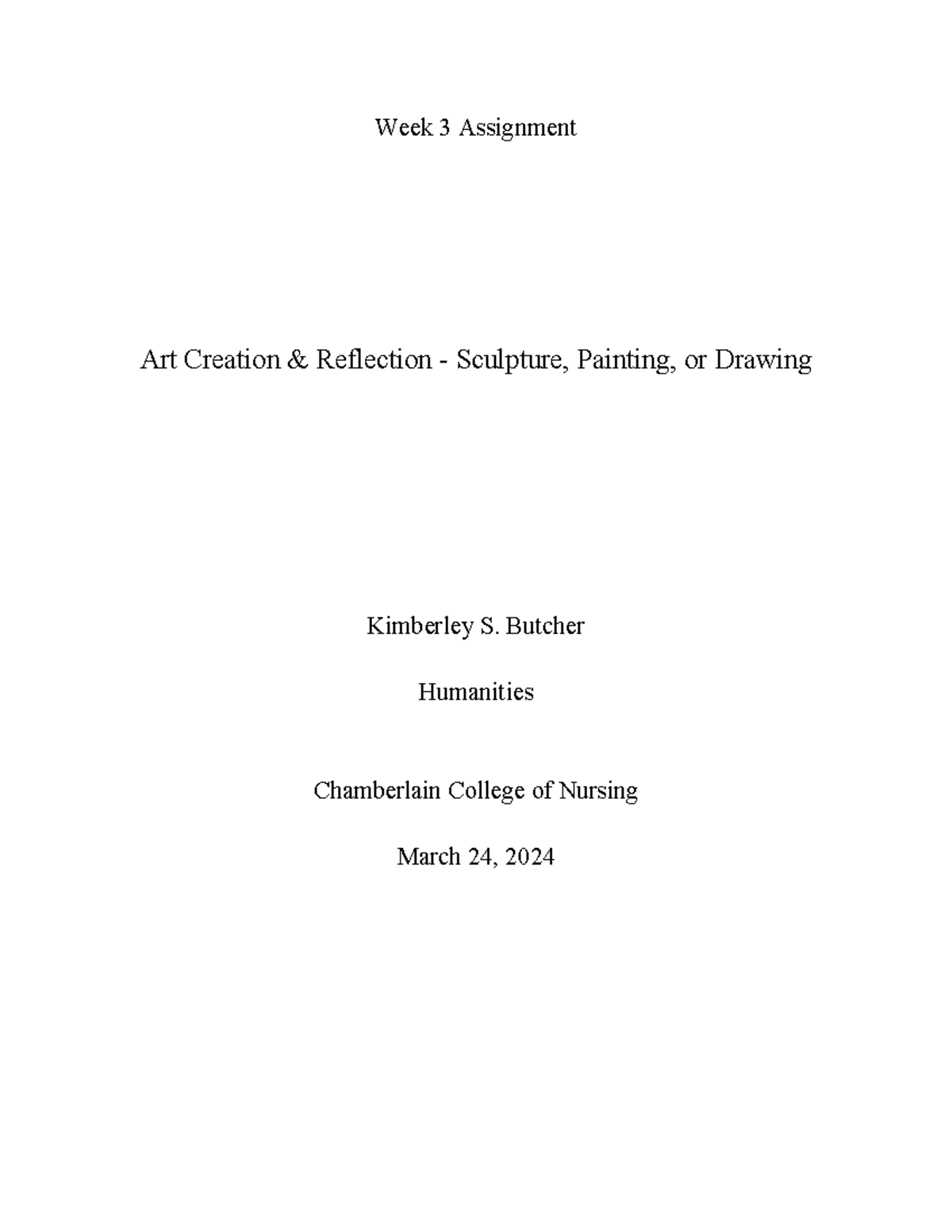 Week3-Art creation & Reflection -sculpture, painting or drawling - Week ...
