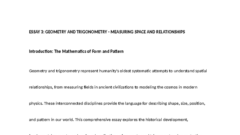 ESSAY 3: GEOMETRY & TRIGONOMETRY - MEASURING SPACE & RELATIONSHIPS ...