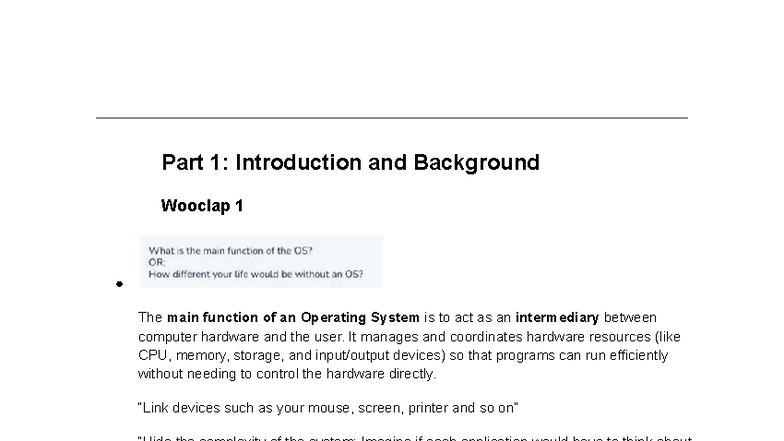SC2005 - Operating Systems: Week 1 Introduction & Background - Studocu
