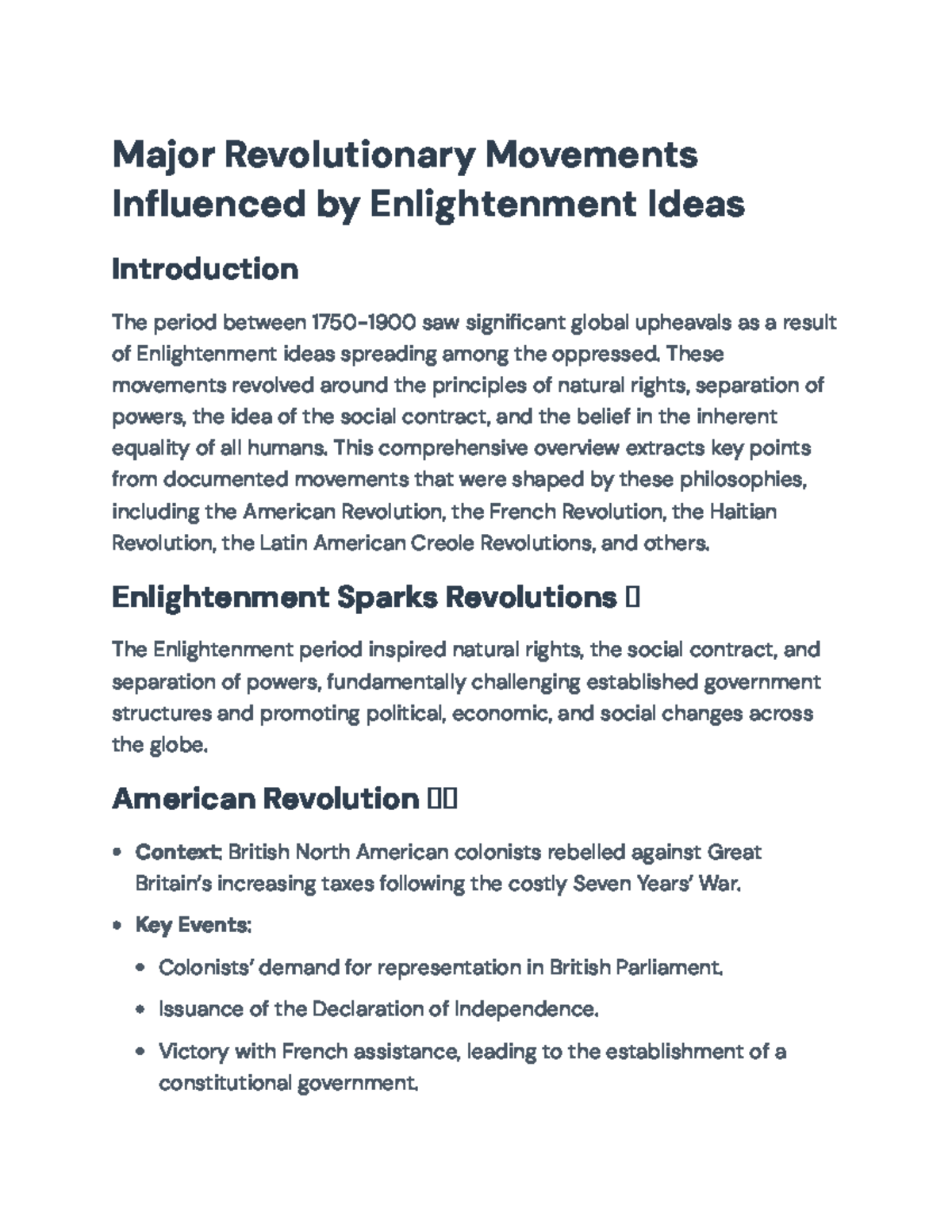 Enlightenment Ideas & Major Revolutions: 1750-1900 Overview - Studocu