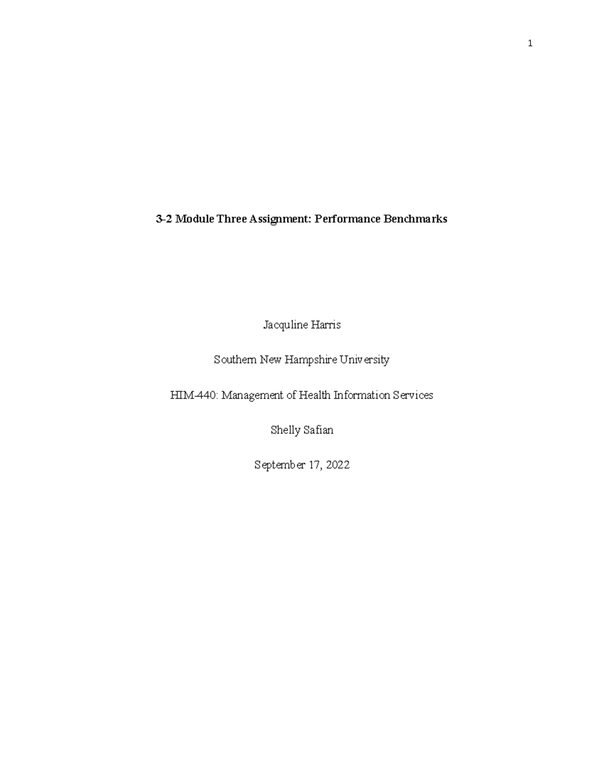 HIM-440: Performance Benchmarks Analysis - Module Three Assignment ...
