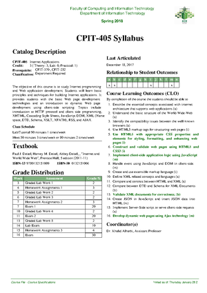 CPIS-380 course specification - Printed as of: Saturday August 26 2023 4:13 PM CPIS ...