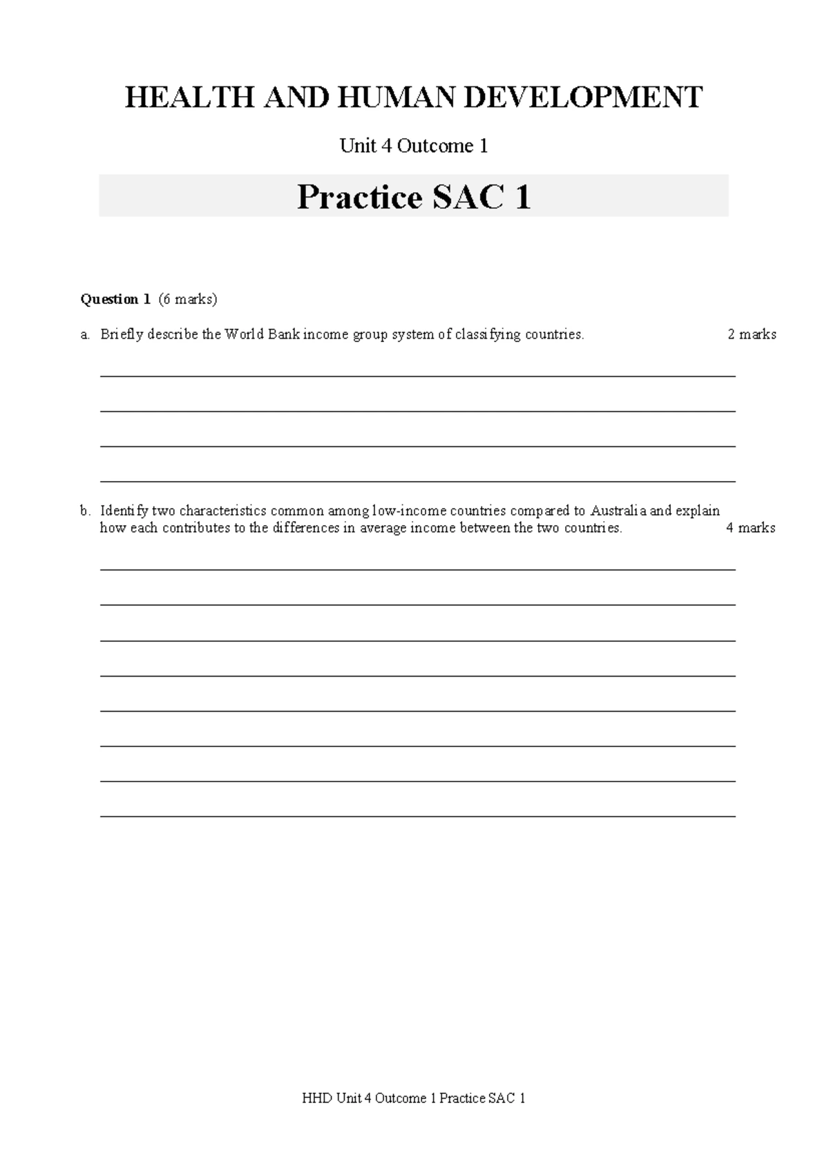 Unit 4 AOS1 SAC - VCE hhd - Studocu