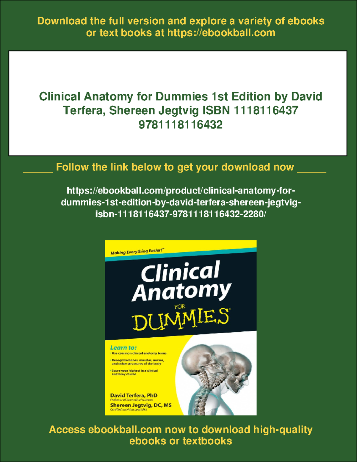 13098 - Clinical anatomy for dummies 1st edition by david terfera ...