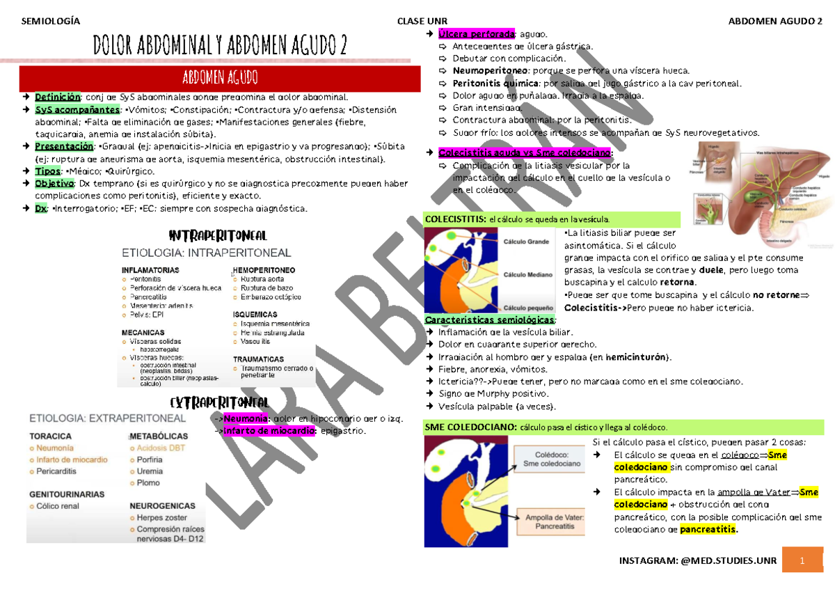 UP4.D. Semiología 3 UNR: Abdomen Agudo y Dolor Abdominal 2 - Studocu