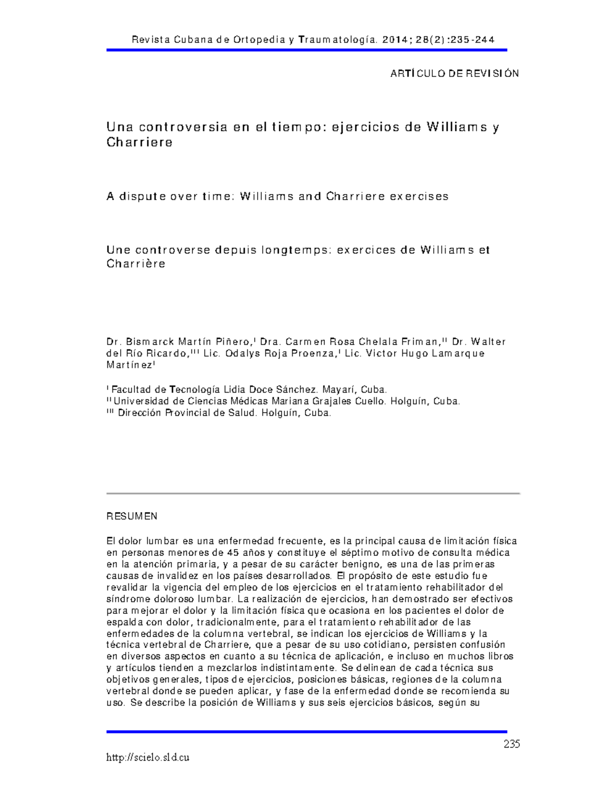 Ejercicios de Williams y Charriere en el Tratamiento del Dolor Lumbar ...