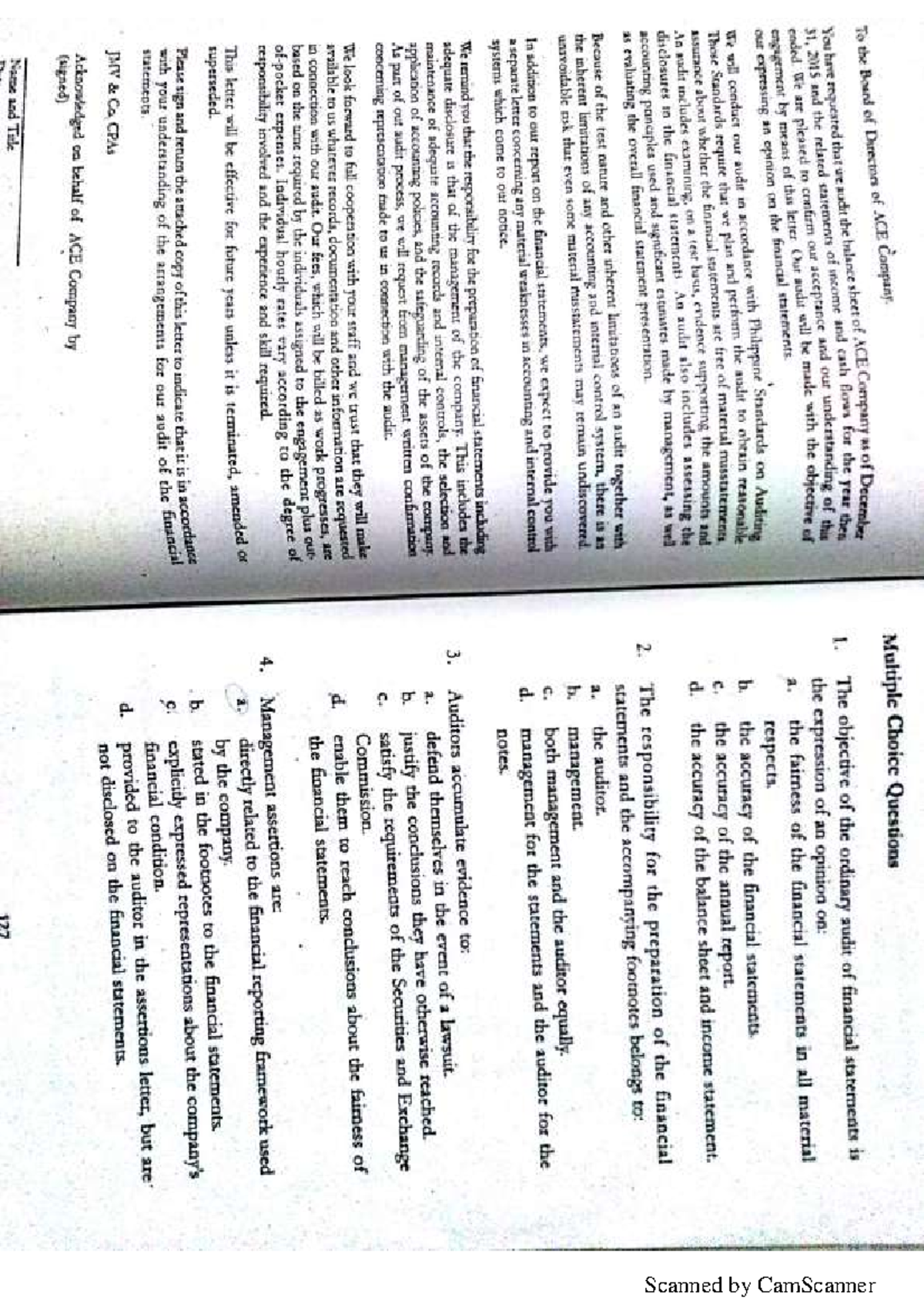 C04 Audit Process: Accepting an Engagement - Multiple Choice Questions ...