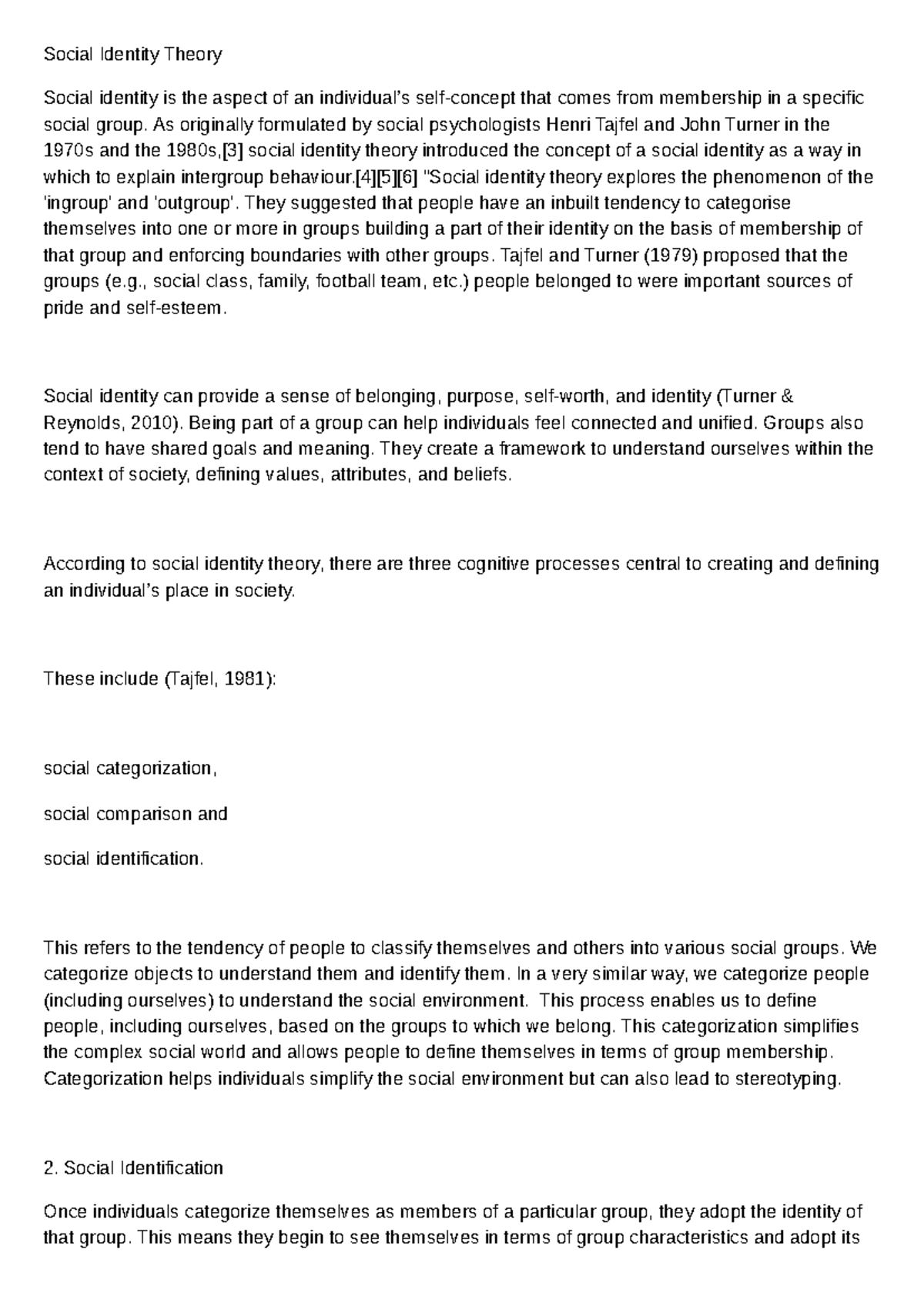 Social Identity Theory: Understanding Group Dynamics (20251003) - Studocu