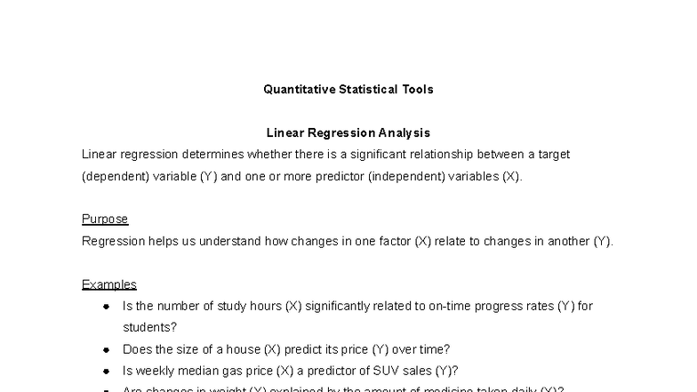 C207 - Data-Driven Decision Making: Linear Regression Analysis Guide - Studocu