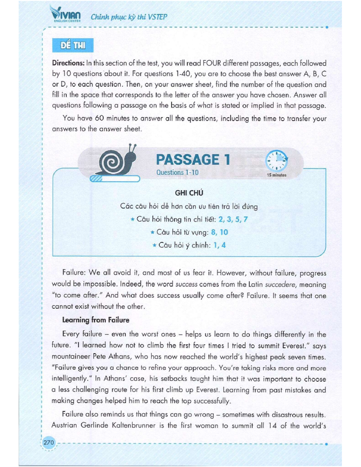 VSTEP Reading Test 9: Understanding Failure and Success - Studocu