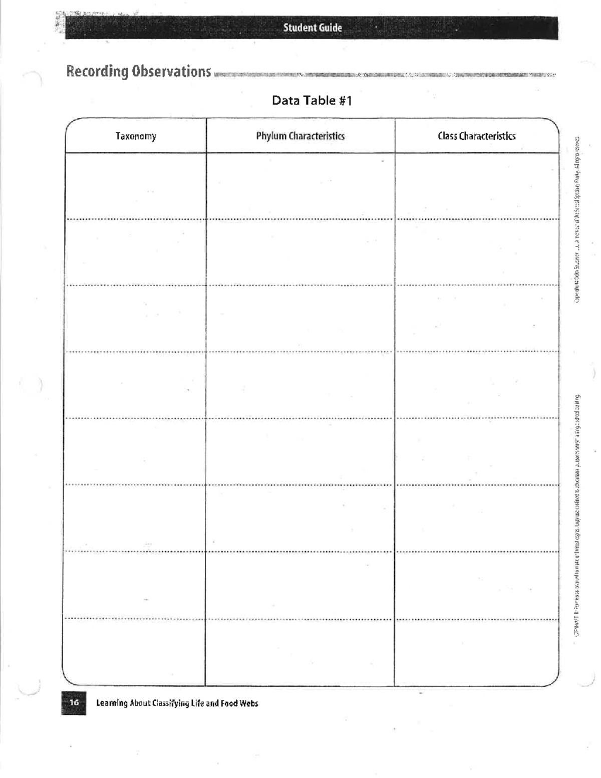 Student Guide: Taxonomic Key for Classifying Life and Food ...