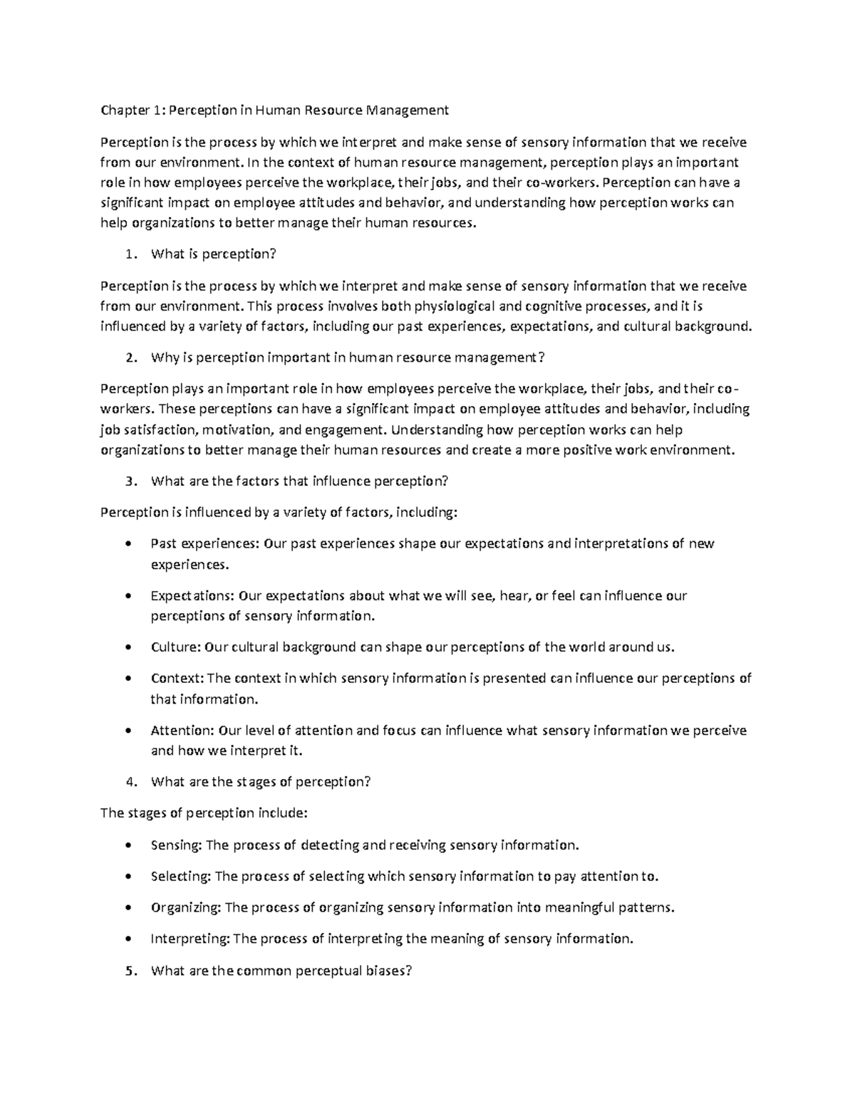 The Role of Perception in Effective Human Resource Management - Chapter ...