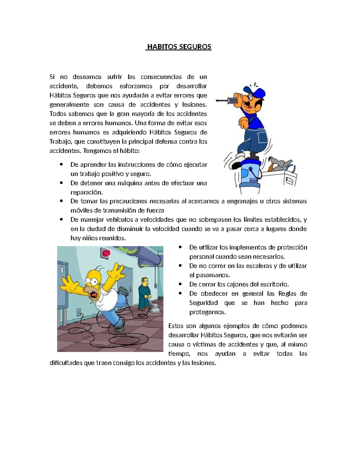 Hábitos Seguros en el Trabajo: Prevención de Accidentes y Riesgos - Studocu