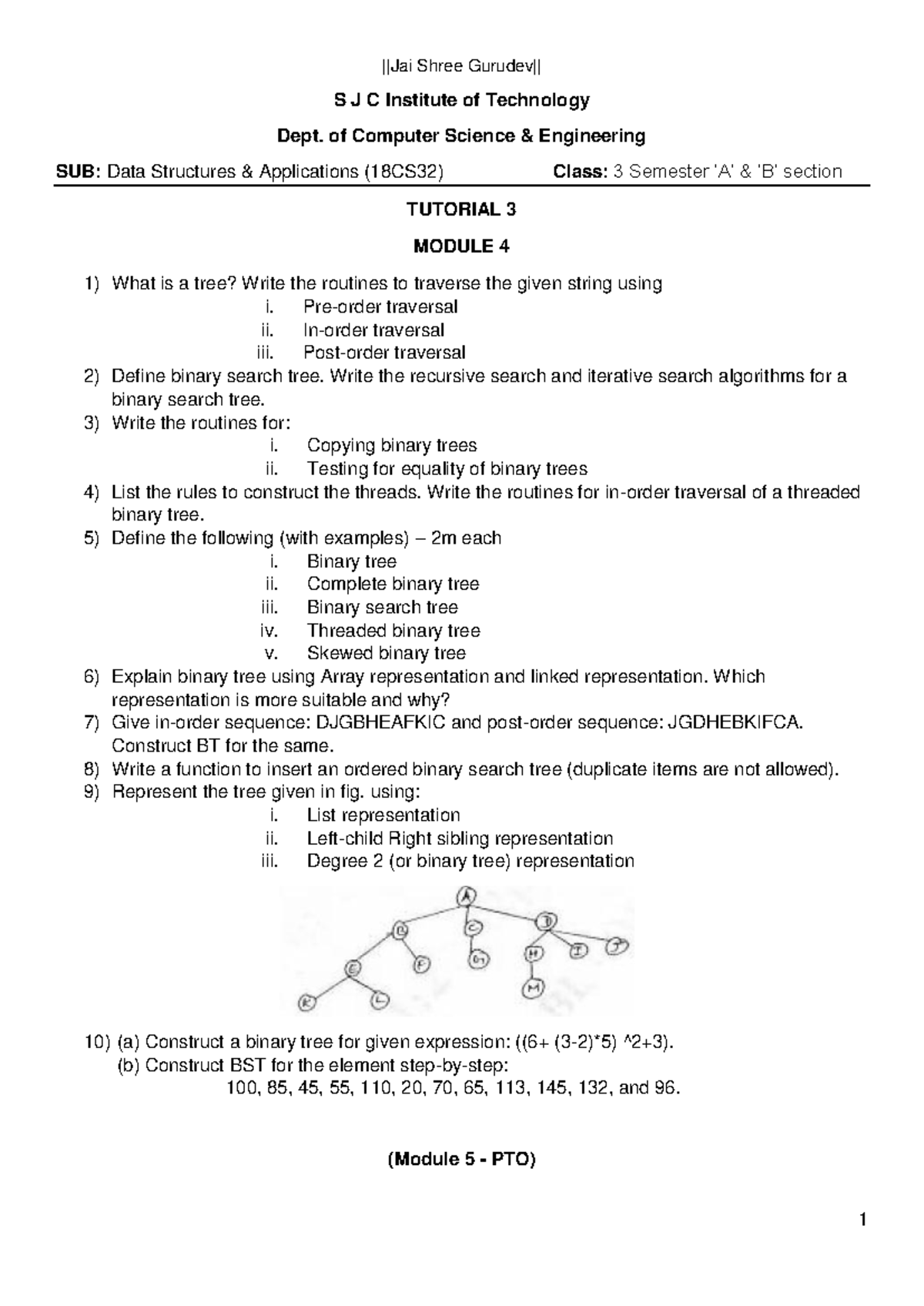Data Structures QB - 1 ||Jai Shree Gurudev|| S J C Institute of ...