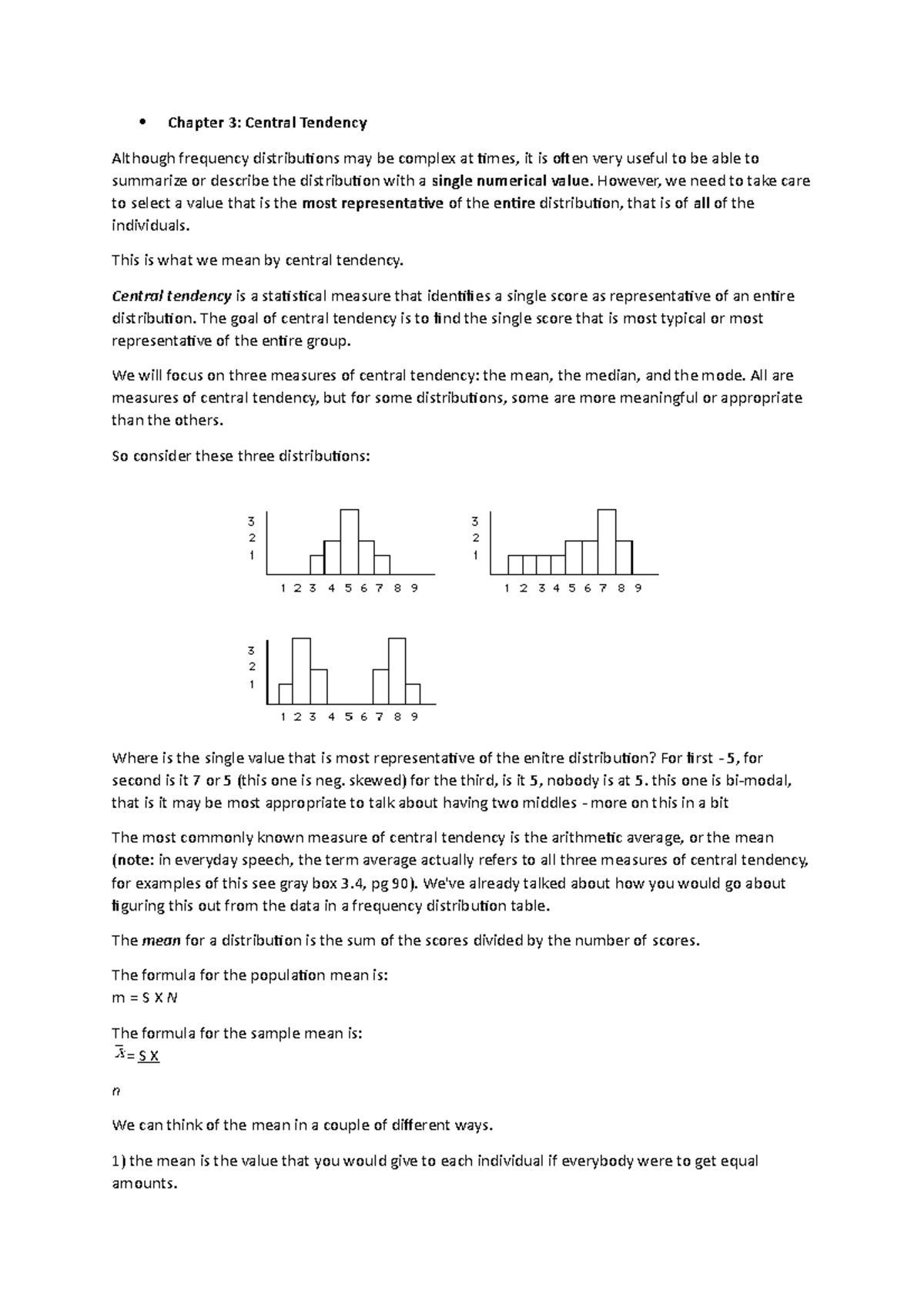 Cetral Tendancy - Lecture notes 3 - Chapter 3: Central Tendency ...