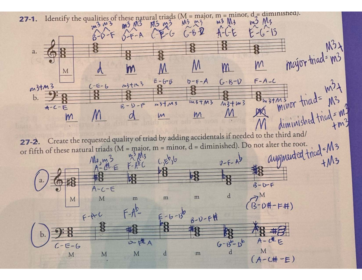 Qualities of Natural Triads: M Major, m Minor, d Diminished (Music ...