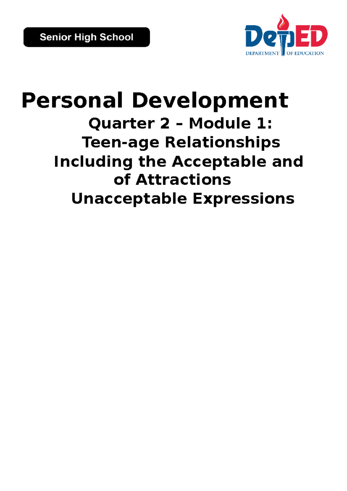 Perdevweek 1Q4 - Find - Personal Development Quarter 2 – Module 1: Teen ...