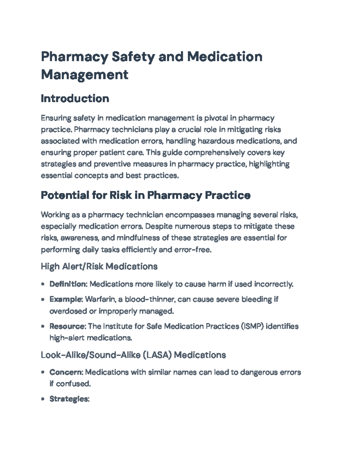 Pharmacy Safety & Medication Management: Best Practices Guide (PHAR 101 ...