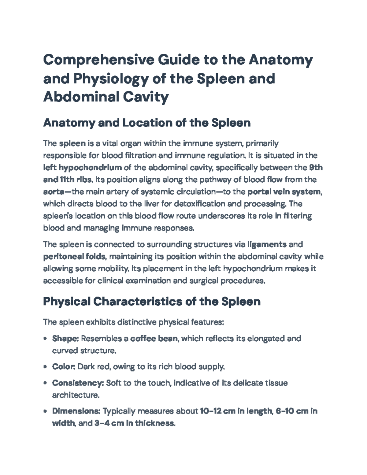 Comprehensive Overview of Spleen Anatomy & Abdominal Cavity Physiology ...