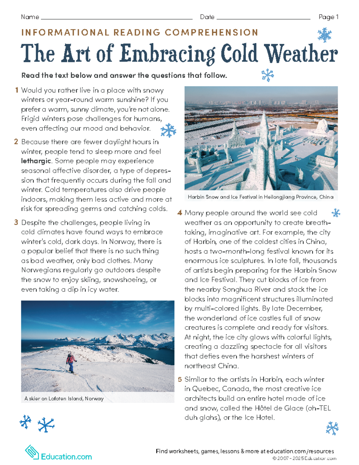 The Art of Embracing Cold Weather - Frigid winters pose challenges for ...