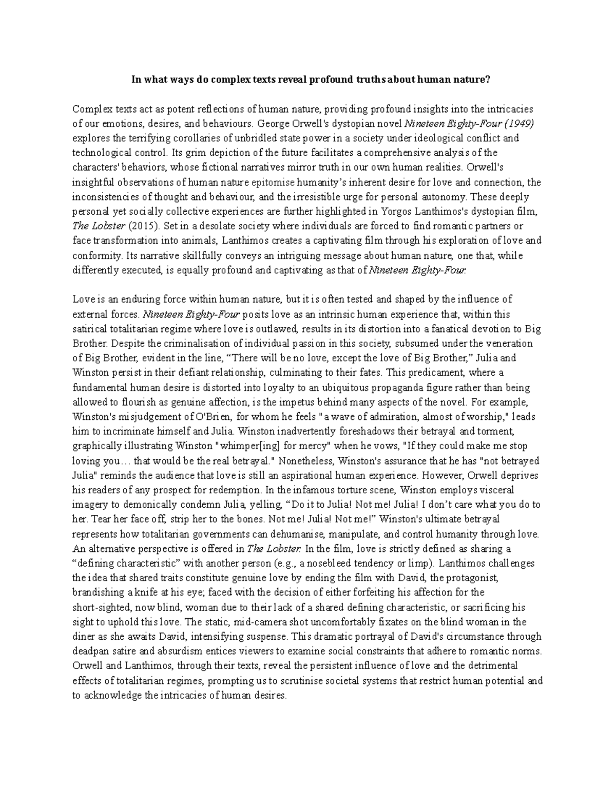 English Assessment Final - Rachel Hoang - In what ways do complex texts ...