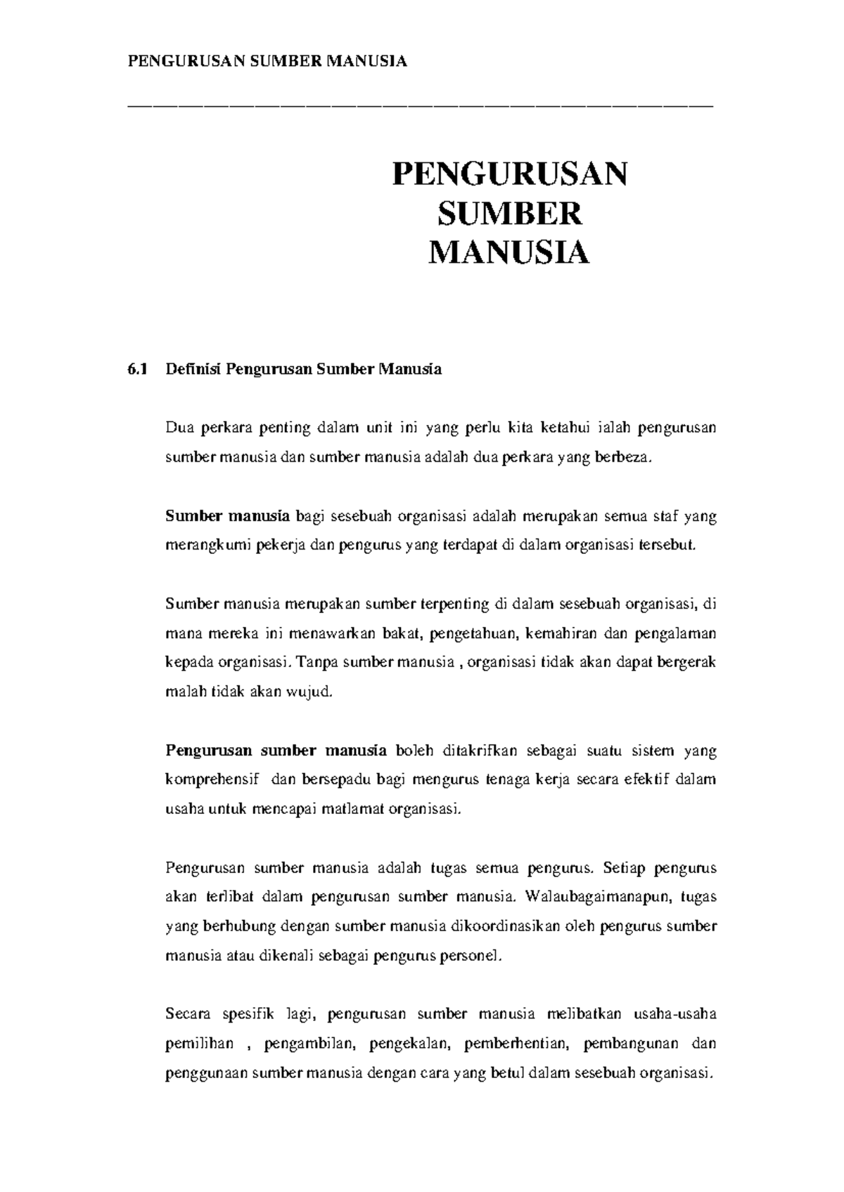 Unit 6 pengurusan sumber manusia 1 - - Studocu