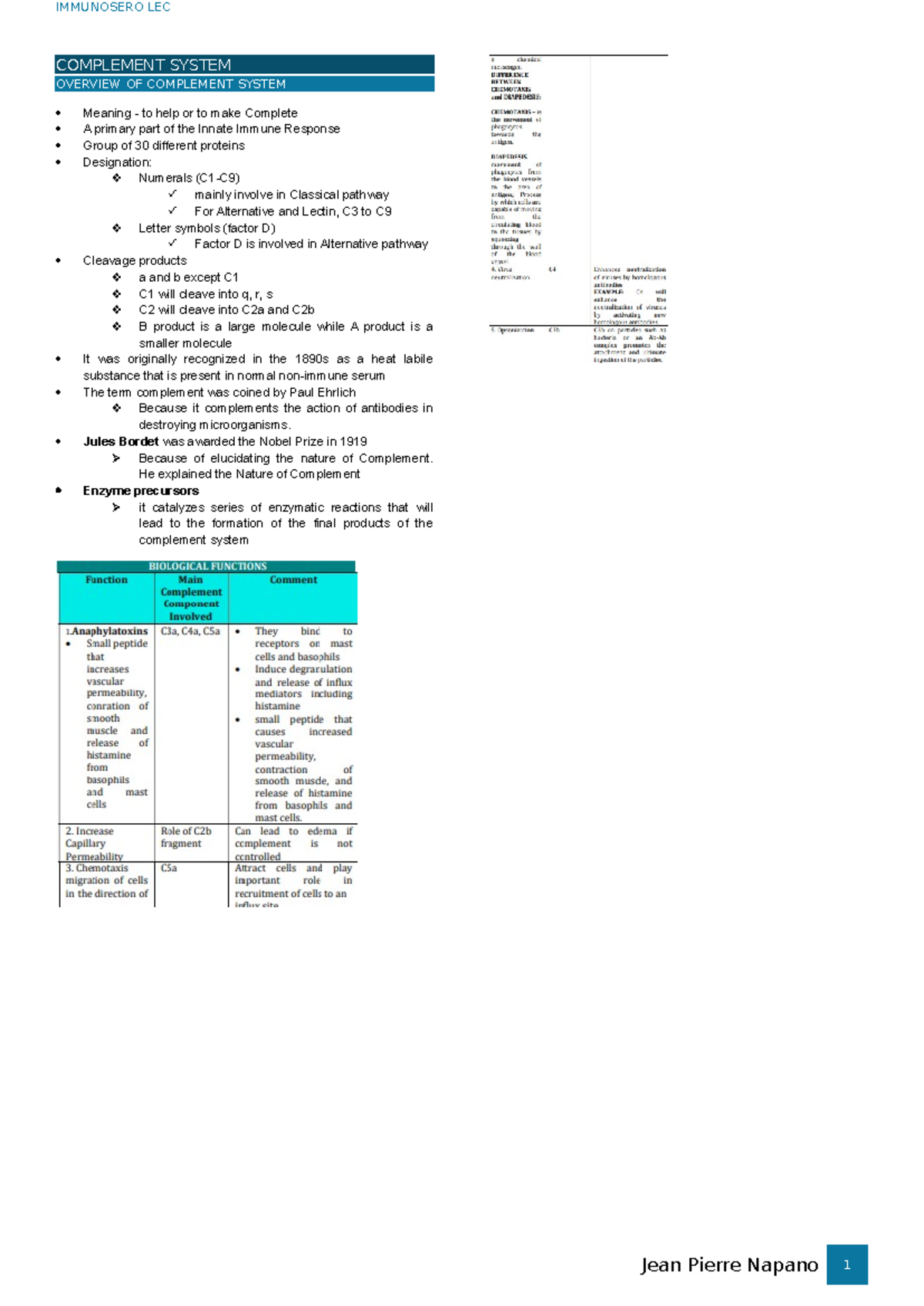IMMU 101: Overview of the Complement System in Innate Immunity - Studocu
