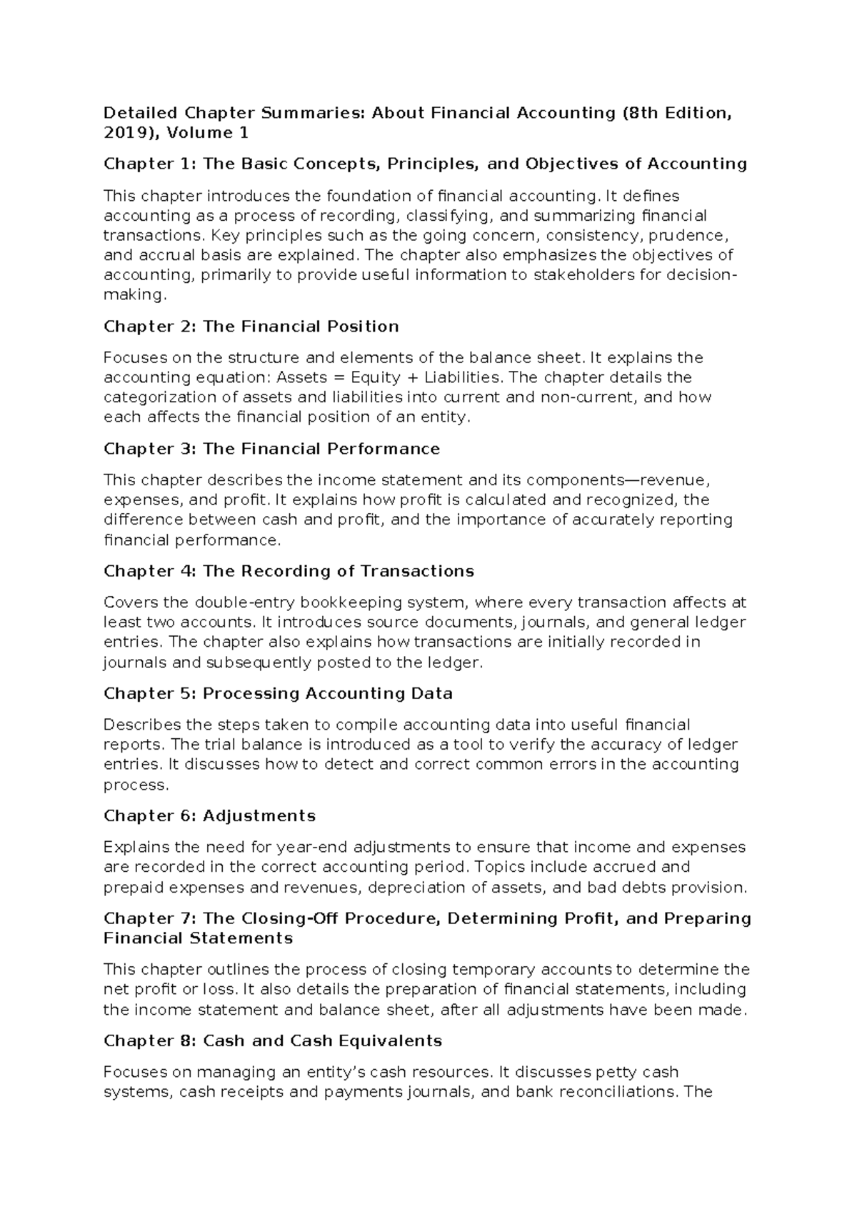 Financial Accounting (ACCT 101): Chapter Summaries & Key Concepts - Studocu
