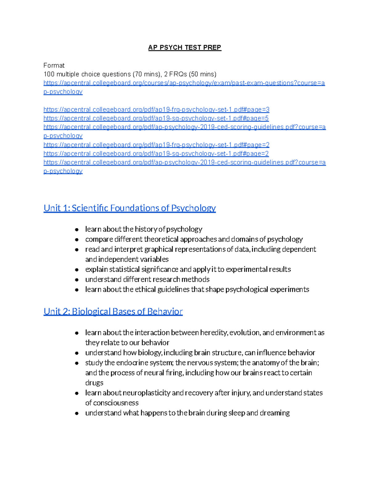 AP Psych TEST PREP: Comprehensive Study Guide & Exam Tips - Studocu