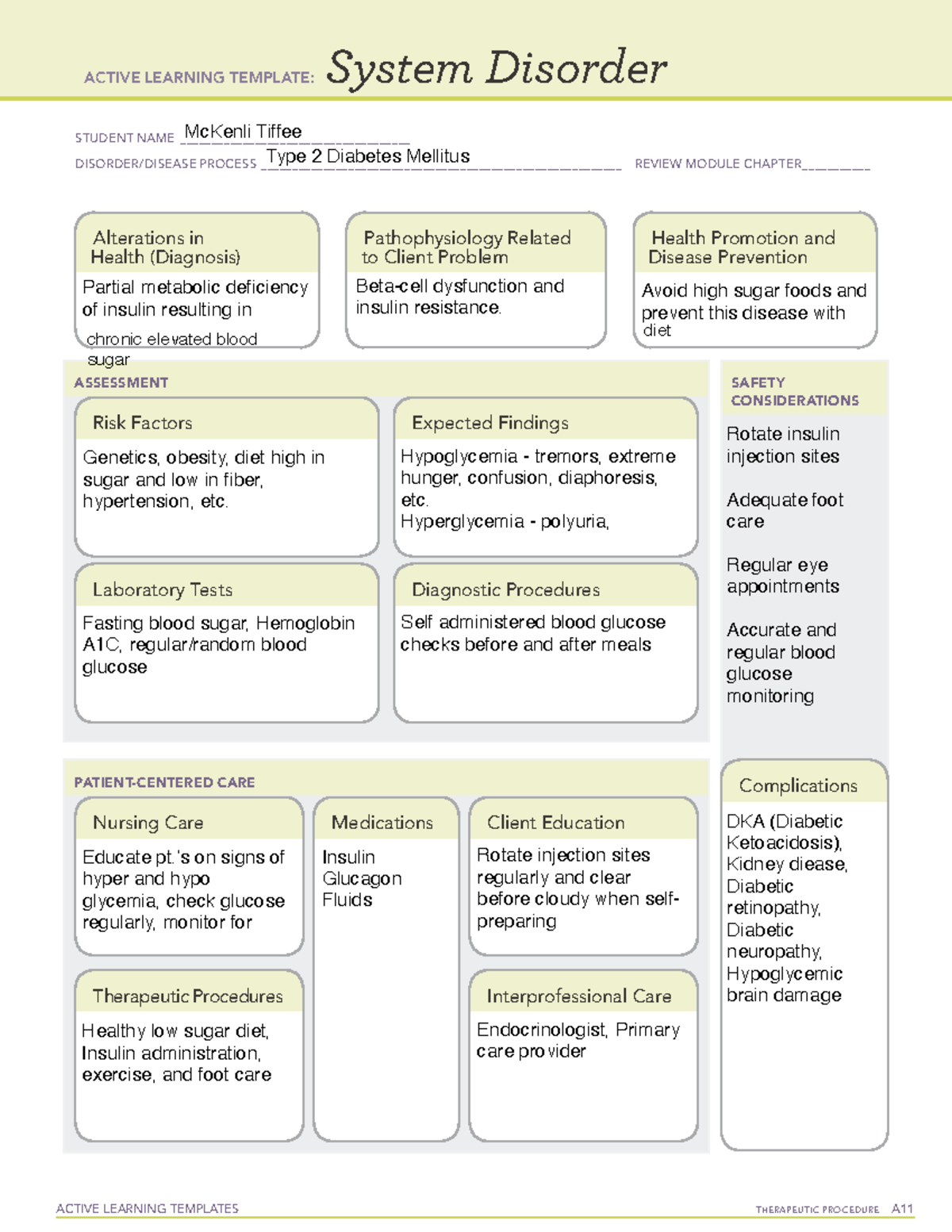 T2DM Active Learning Template: System Disorder Overview - Studocu