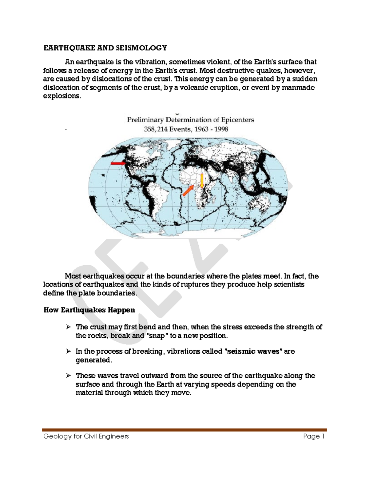 Geology for Civil Engineers: Earthquake and Seismology Overview - Studocu