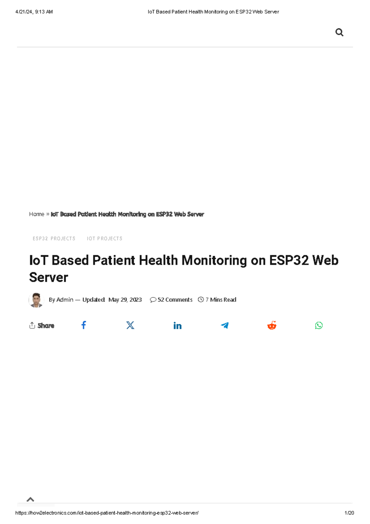 Io T Based Patient Health Monitoring on ESP32 Web Server - Overview ...