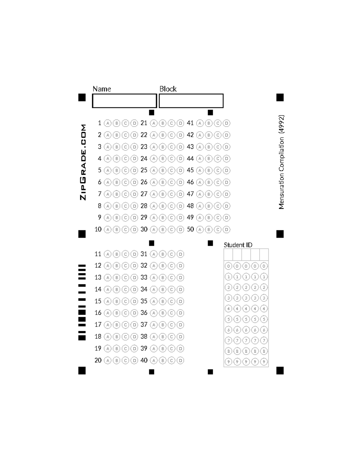 Mensuration Compilation Answer Sheet (4992) - Studocu